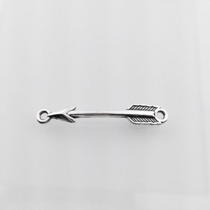 Silver Plated Antique Silver Small Arrow Connector Charm, Arrow Charm ...