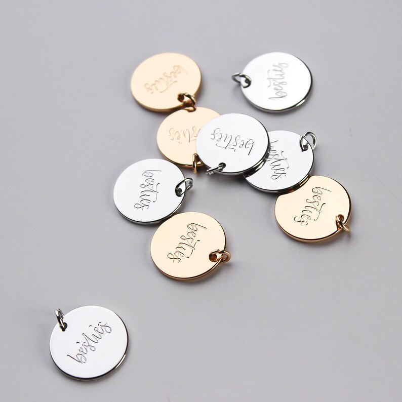 Engraved Besties Charm, BFFE Necklace Charms, Cursive Besties Engraved ...