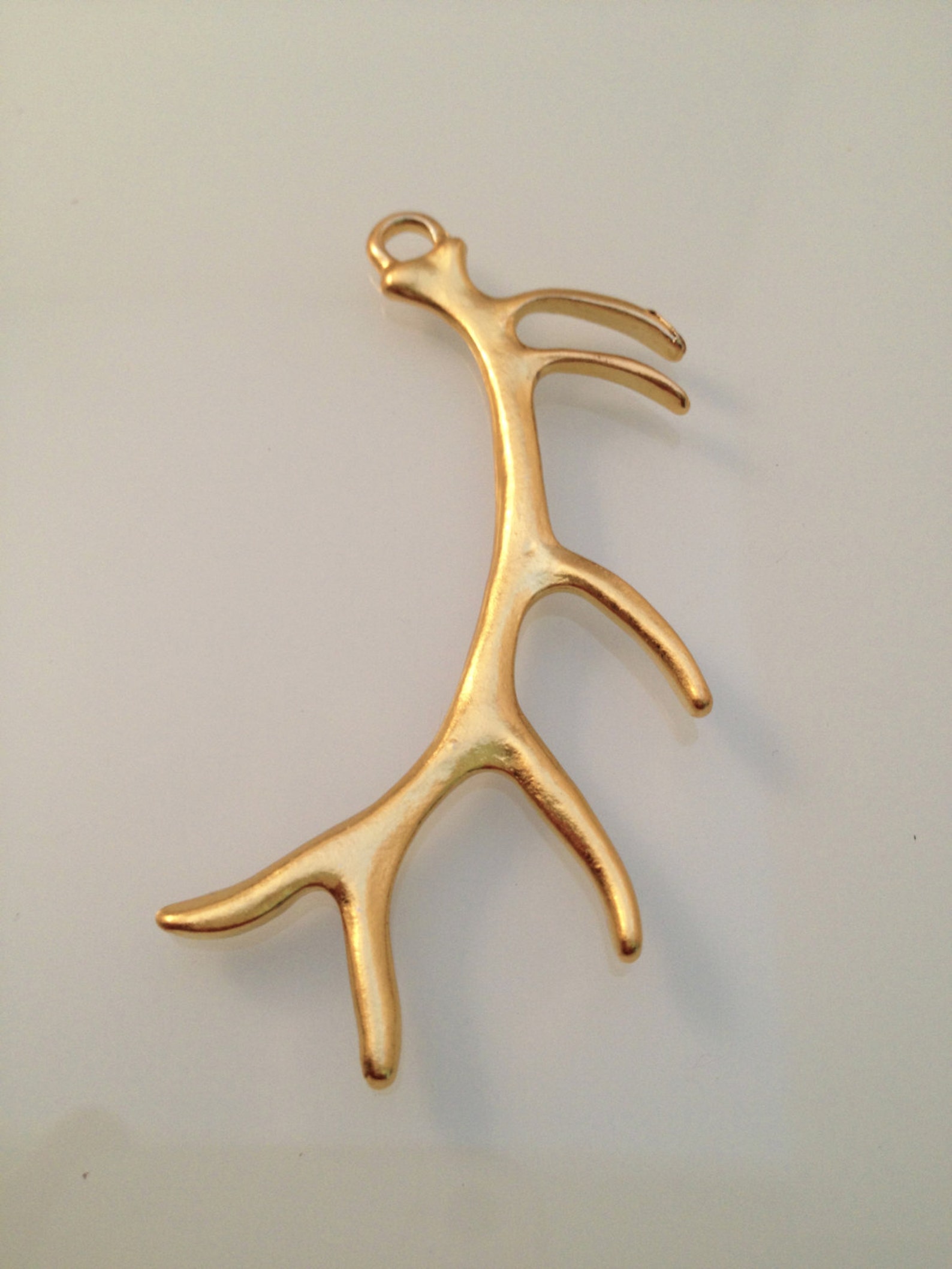 Gold Plated Single Antler Charm, Deer Antler Charm, Long Antler Charm ...
