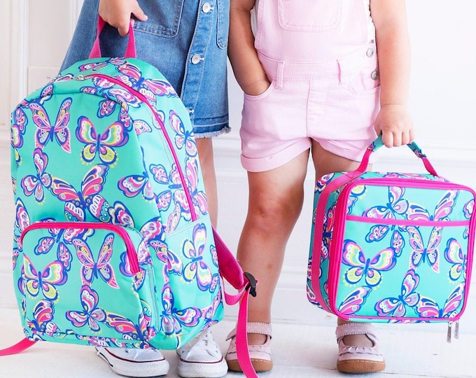 Girls Monogrammed Backpack and Lunch Box Personalized Book Bag ...