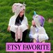Girls Unicorn Knit Hooded Scarf With Pocket Gloves and Hat All in One ...