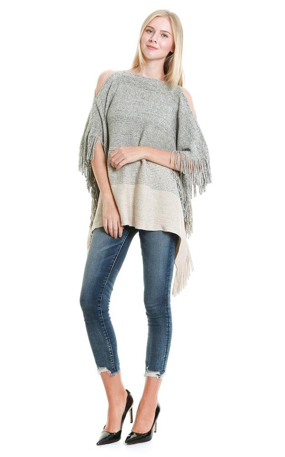 Women's Monogrammed Cold Shoulder Poncho Valentine Gift | Etsy