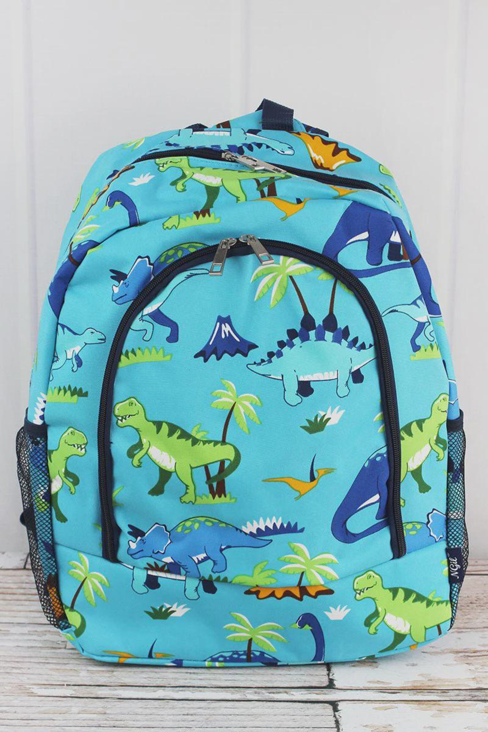 Embroidered Monogram Backpack Large Book Bag Back to School Blue Teal ...