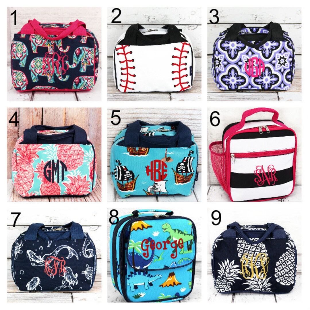 19 Colors Monogram Lunch Bag Box Back to School Kids Supplies - Etsy