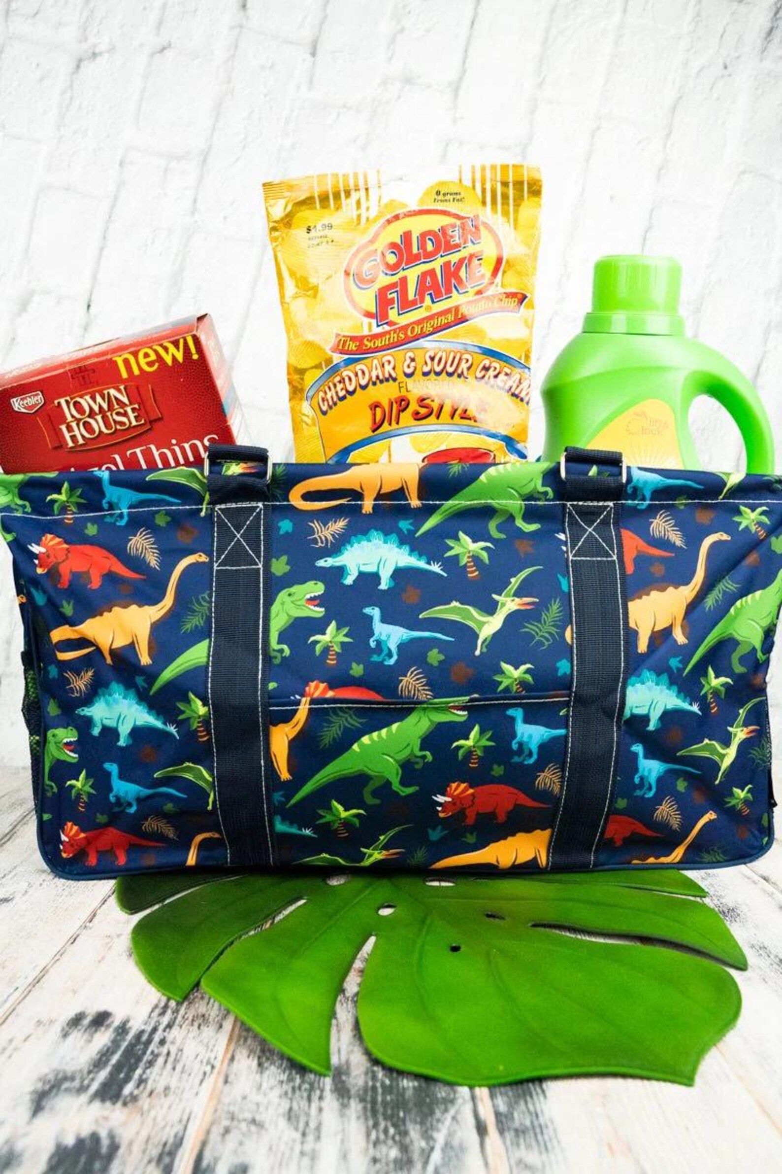Monogram Dinosaur Large Utility Tote Bag Personalize Custom Name ...