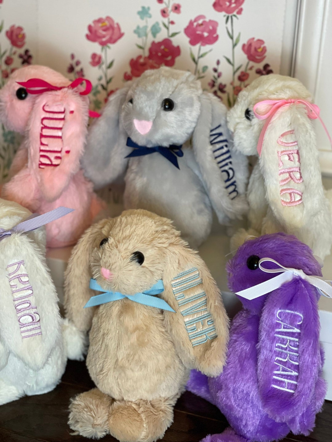 Personalized Easter Plush Lovey Bunny, Stuffed Rabbit, Long Ear ...