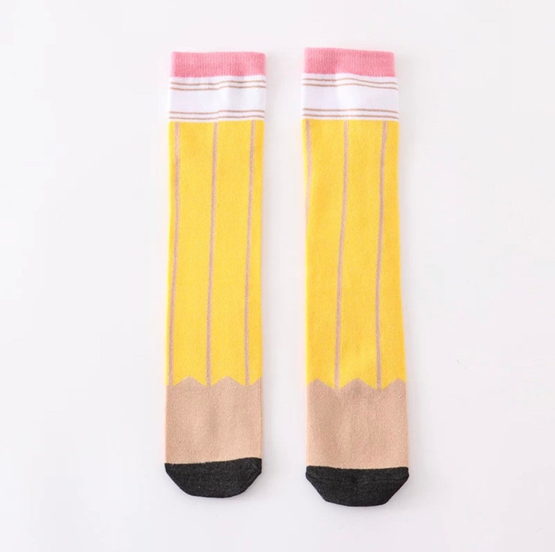 Girls Back to School Yellow Pencil Knee Tube Socks One Size Youth ...
