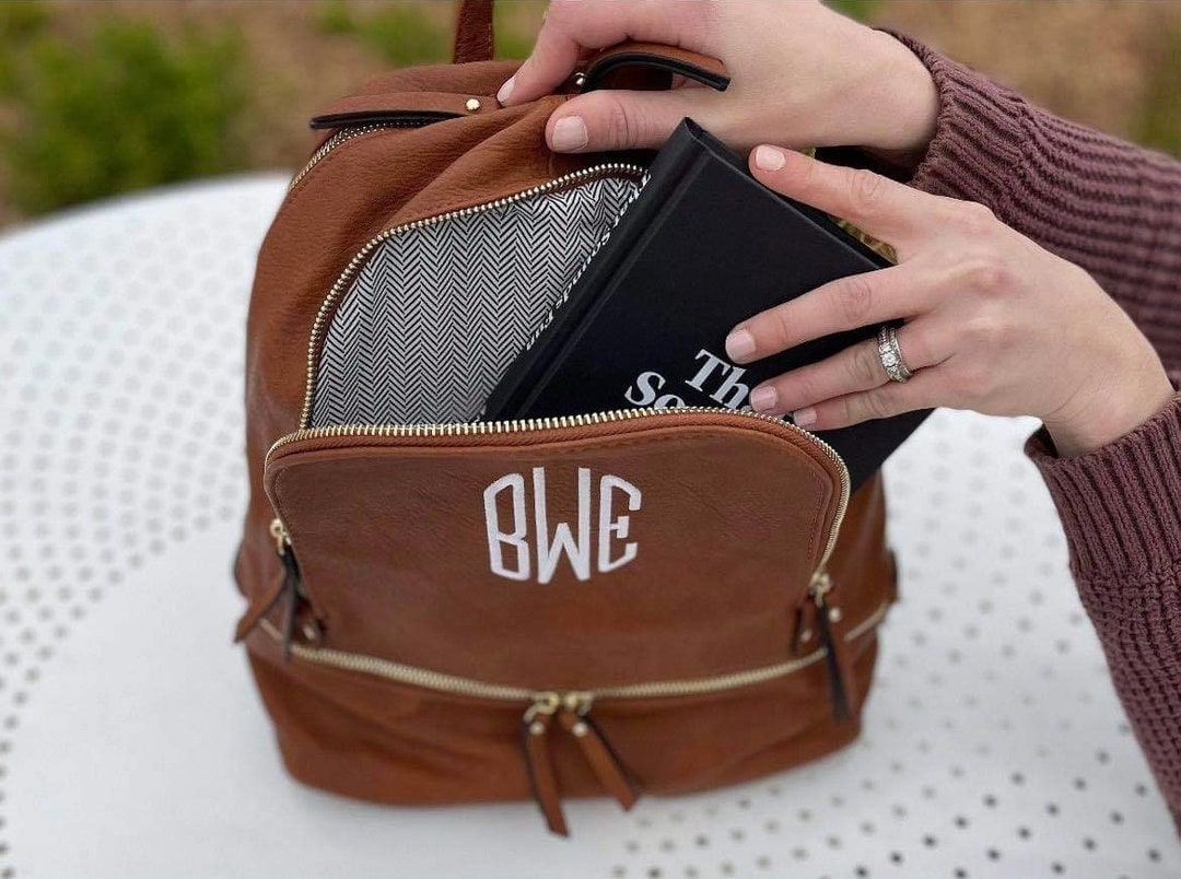 Women's Raleigh Monogram Backpack Purse Vegan Leather Pocketbook ...