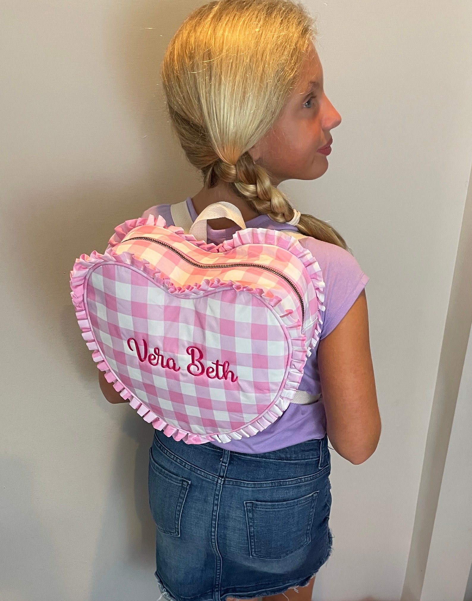 Monogram Heart Shape Backpack Personalize Book Bag Back to - Etsy
