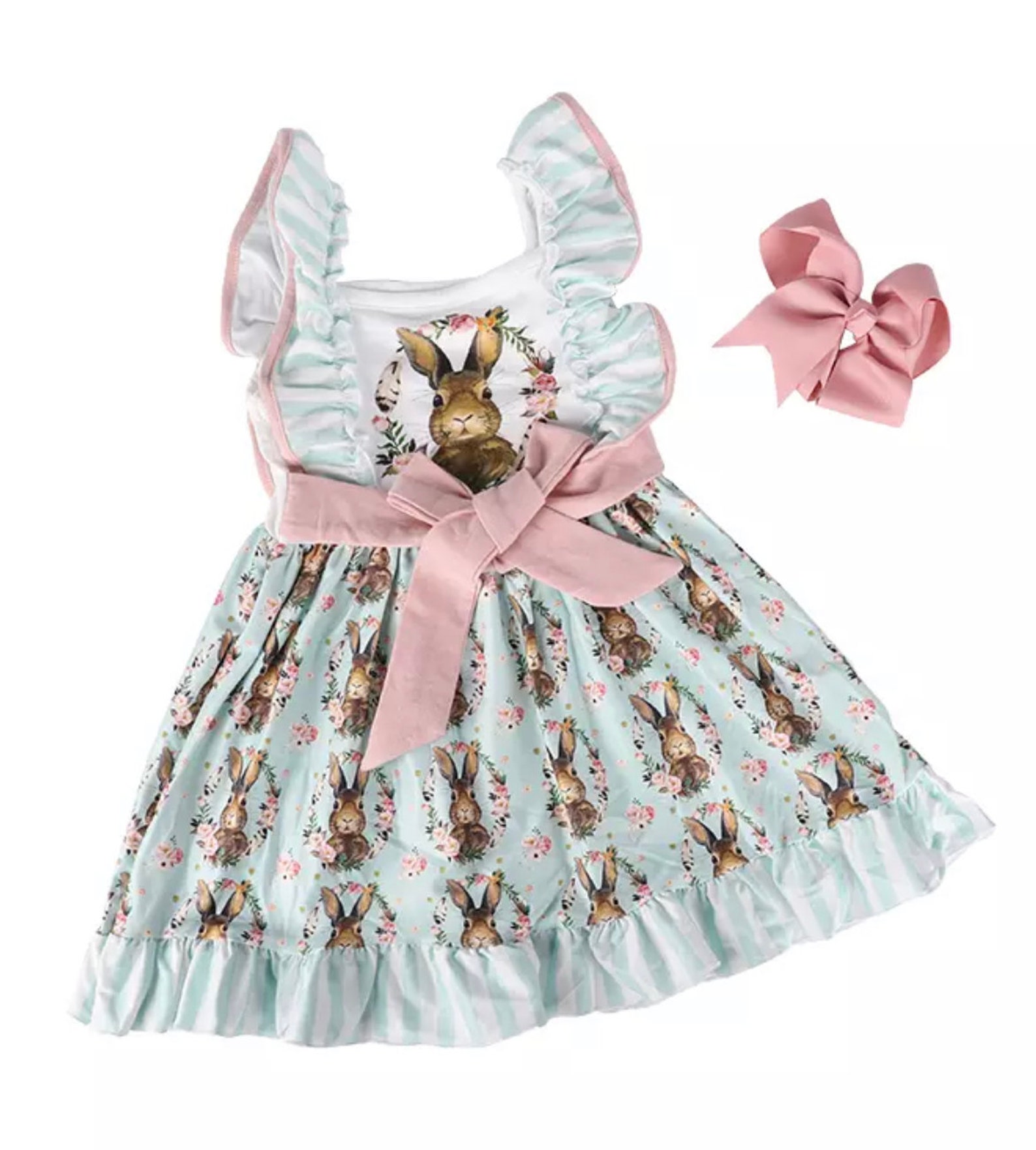 Girls Easter Bunny Rabbit Ruffle Twirl Dress With Matching | Etsy
