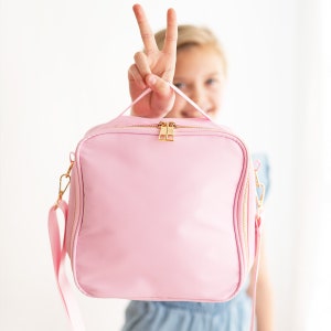 Girls Bow Monogram Backpack and Matching Lunch Box Light Pink ...