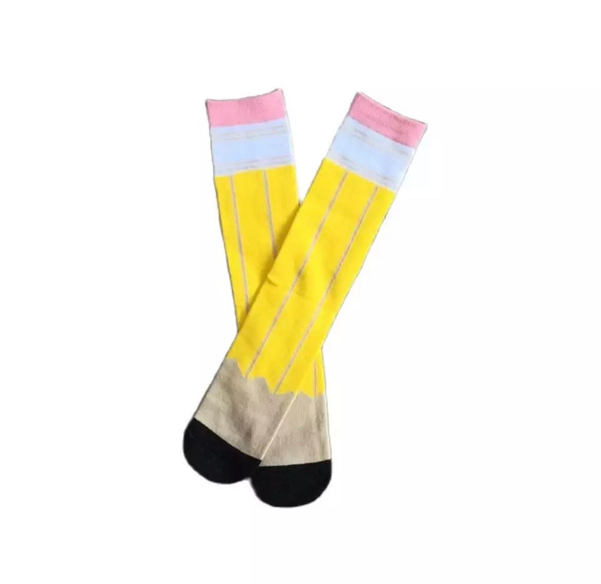 Girls Back to School Yellow Pencil Knee Tube Socks One Size Youth ...