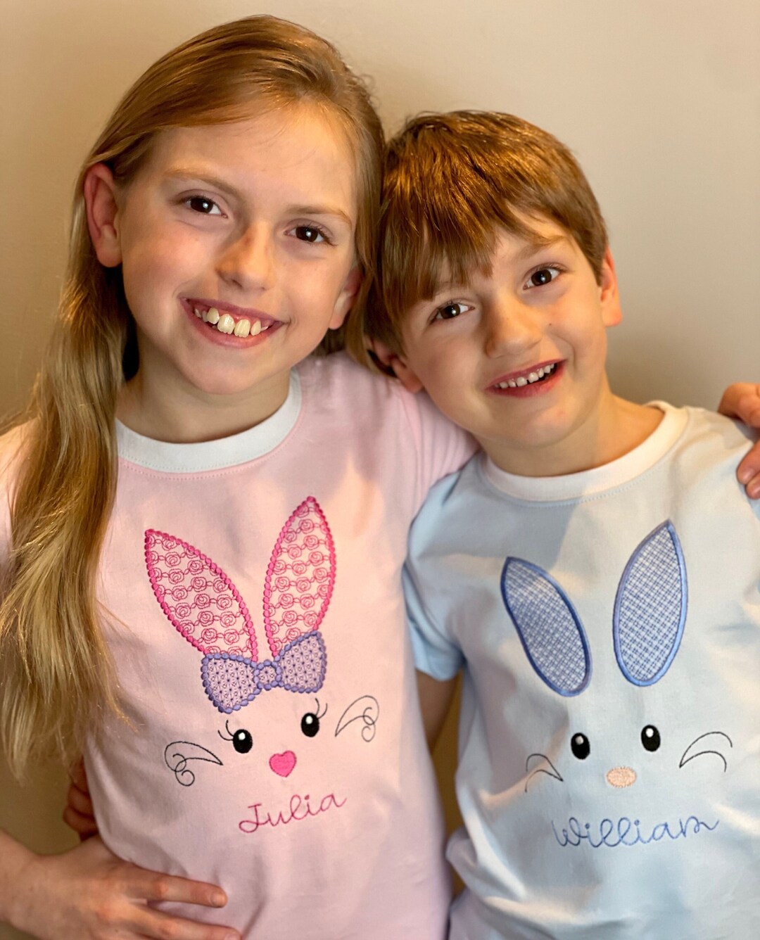 Monogram Spring Bunny Face Pajama PJ Match Sibling Spring Custom Pink ...