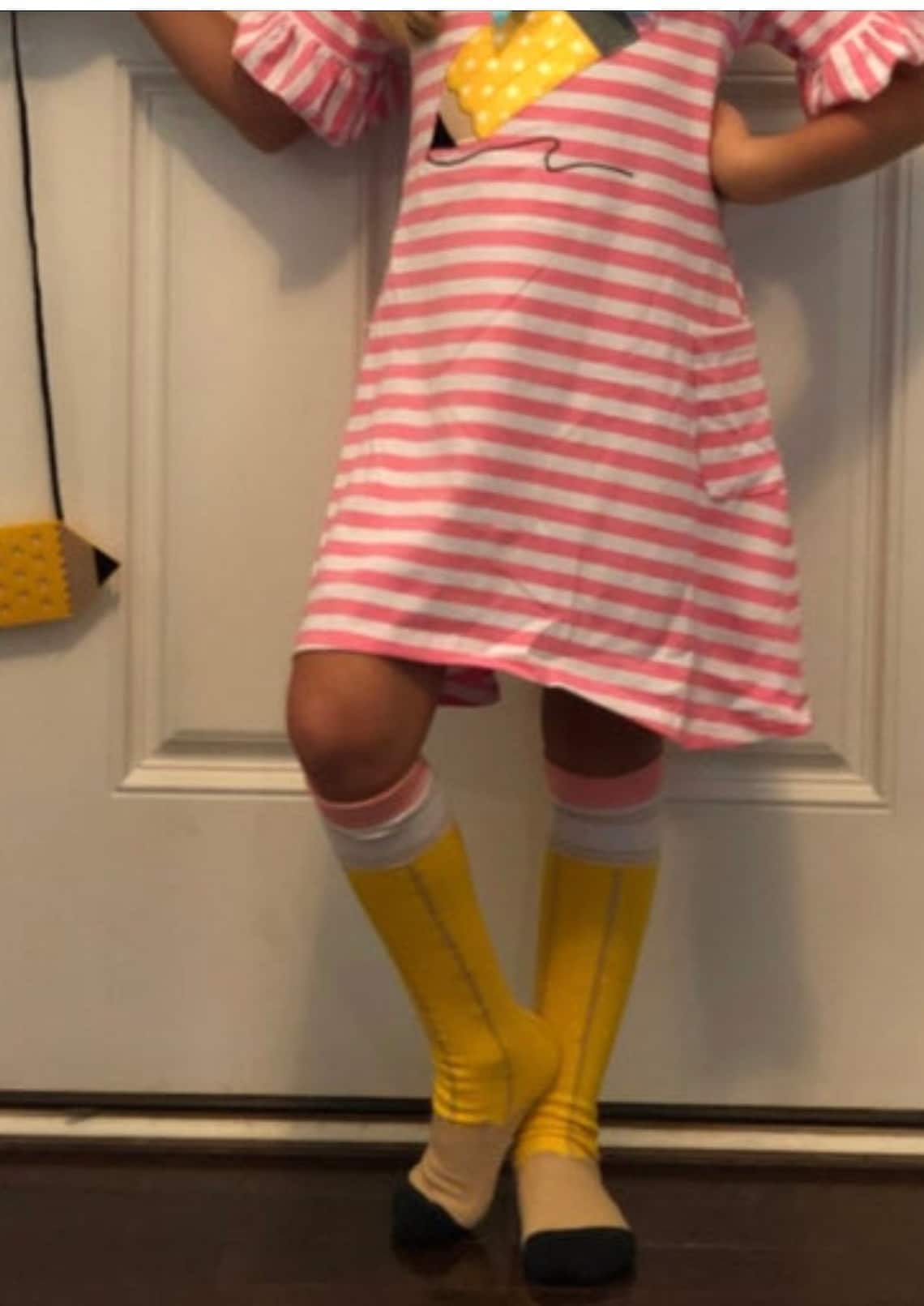 Girls Back to School Yellow Pencil Knee Tube Socks One Size - Etsy
