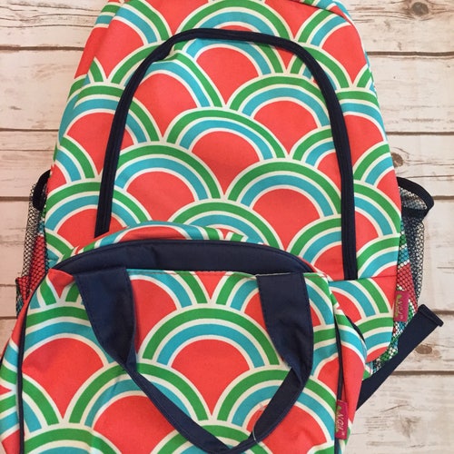 Girls Monogram Backpack and Matching Lunch Box Set - Etsy