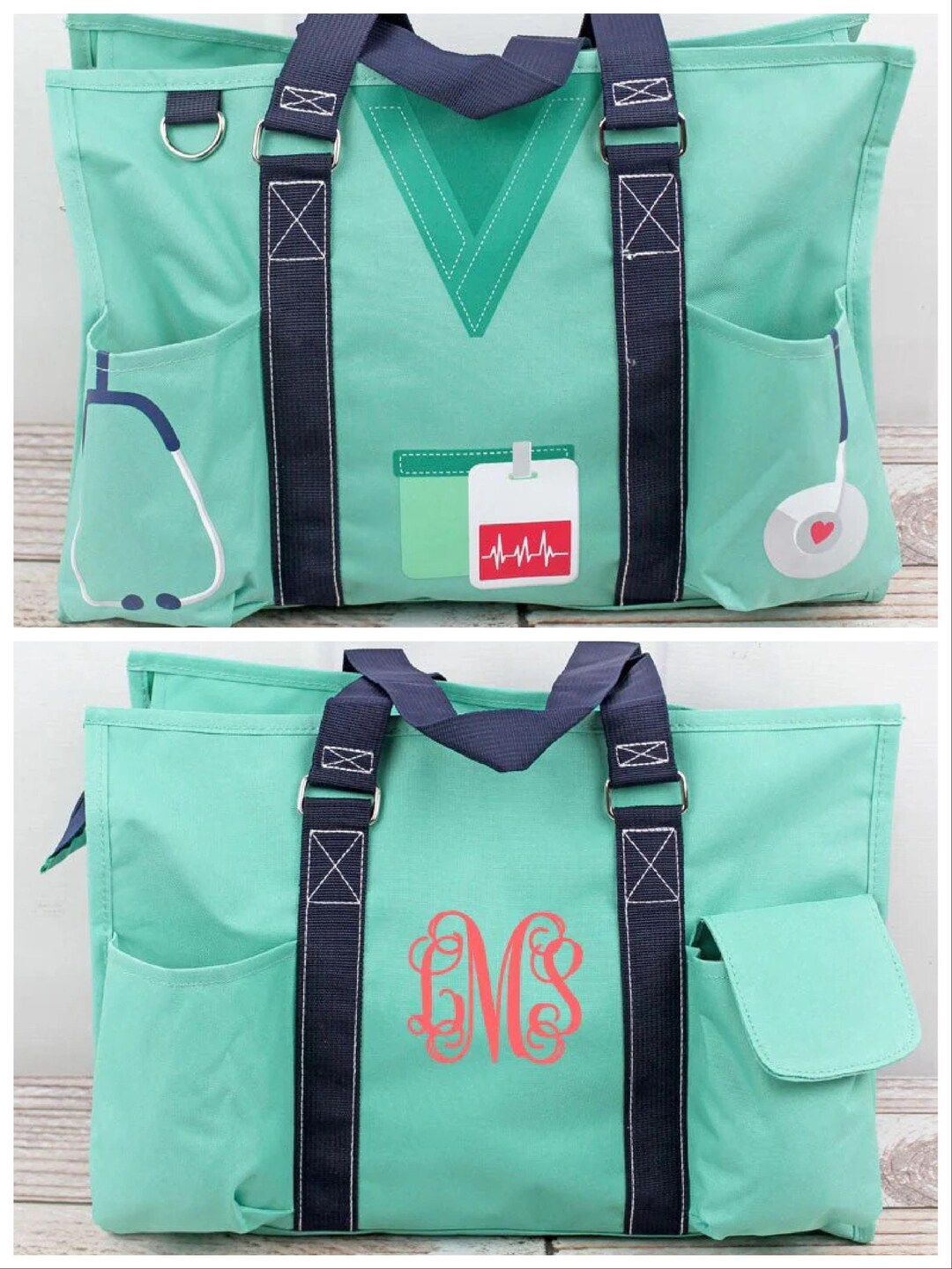 Monogram Utility Caddy Organizer Tote Zipper Bag Personalize Nurse ...