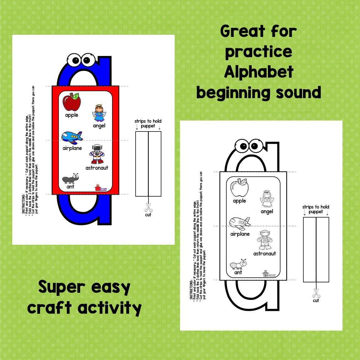 Alphabet PUPPETS! A to Z Craft Activity!!!! in ENGLISH!! - Etsy