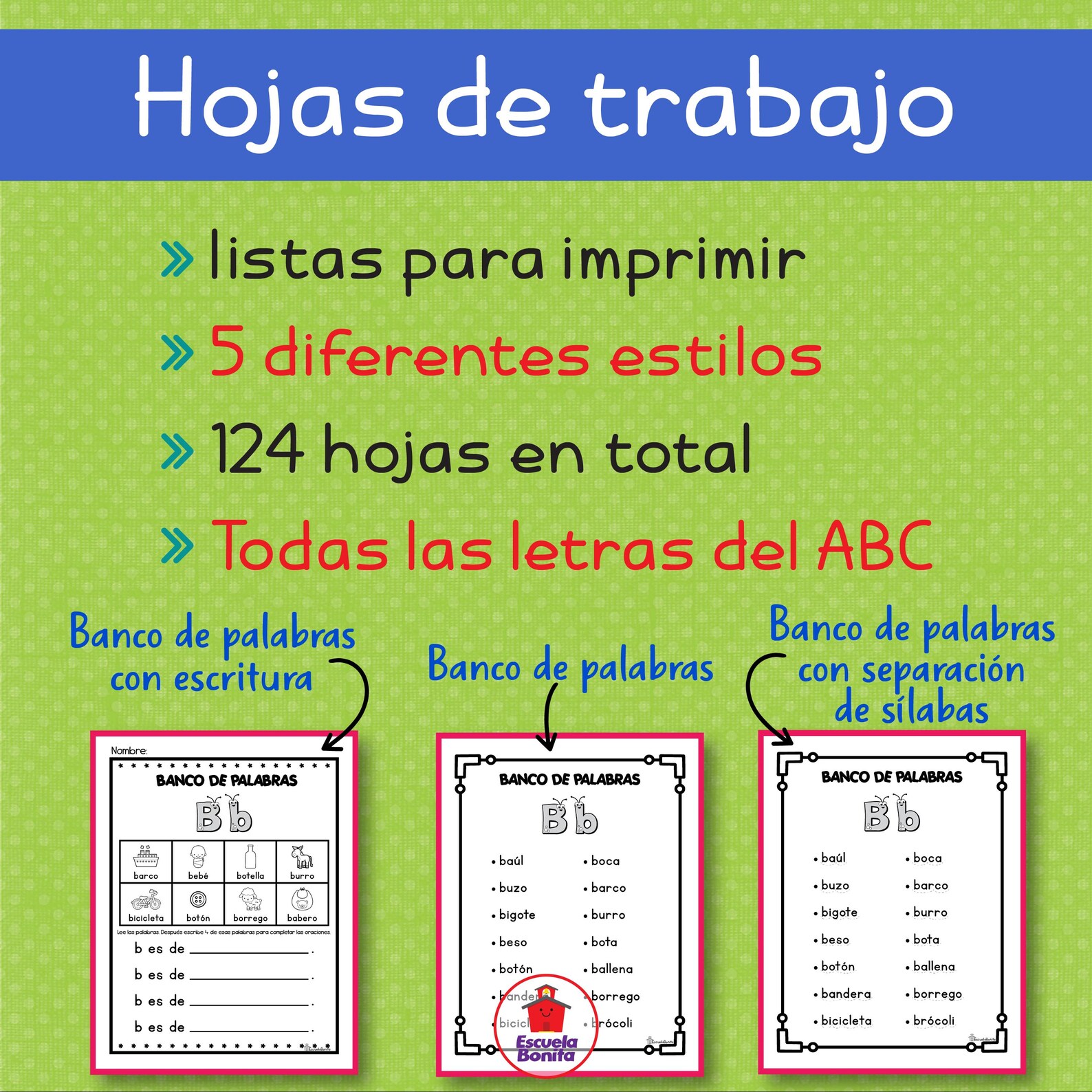 BANCO DE PALABRAS Con El Abecedario / Spanish Word List - Etsy