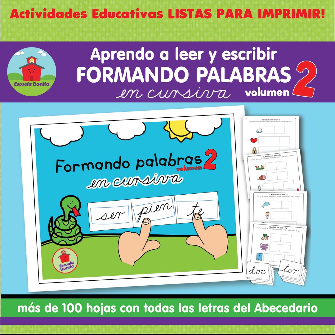 Aprendo a Leer Y Escribir FORMANDO PALABRAS "volumen 2" En CURSIVA ...