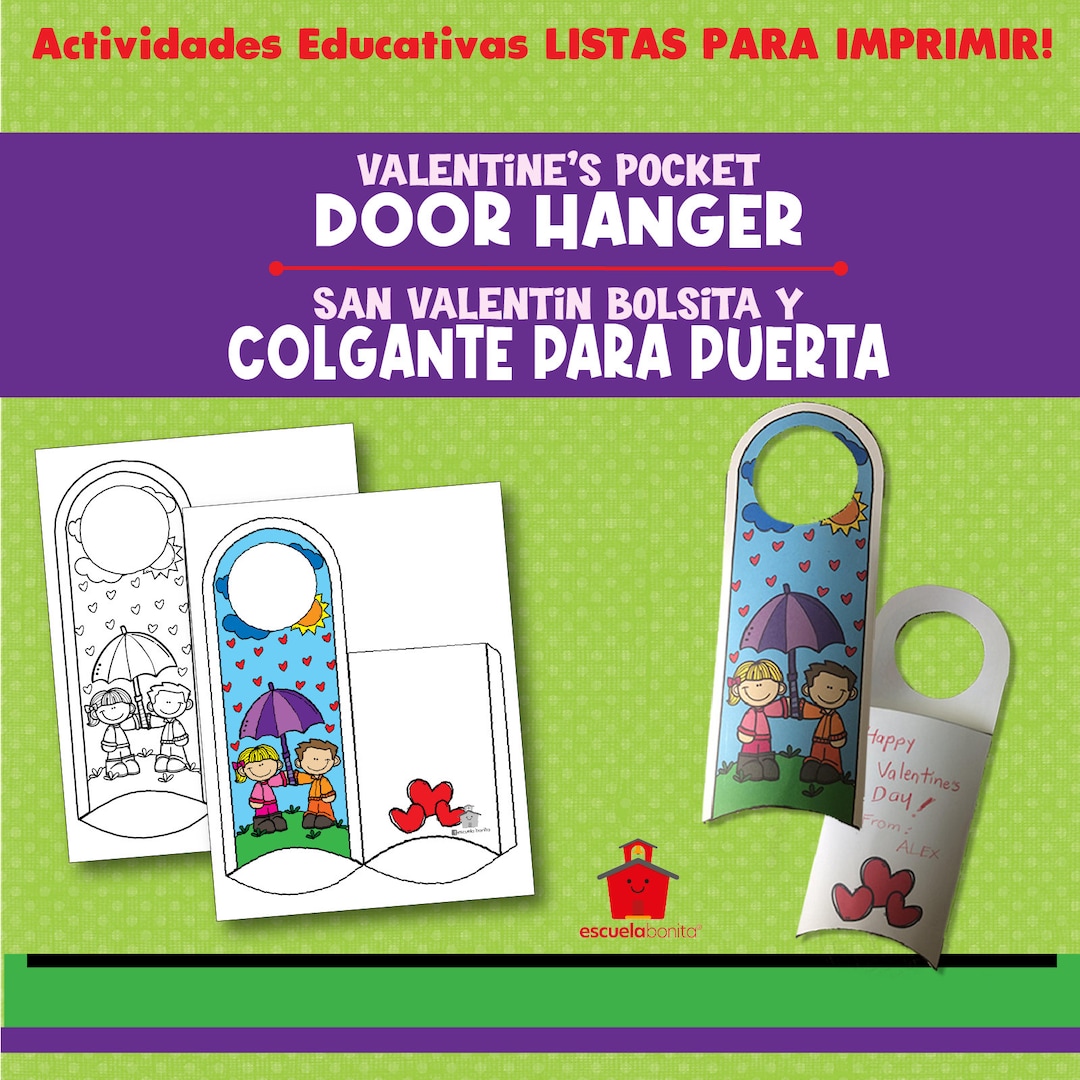 Valentine's Day Door Hanger With Pocket- San Valentín Colgante Para ...