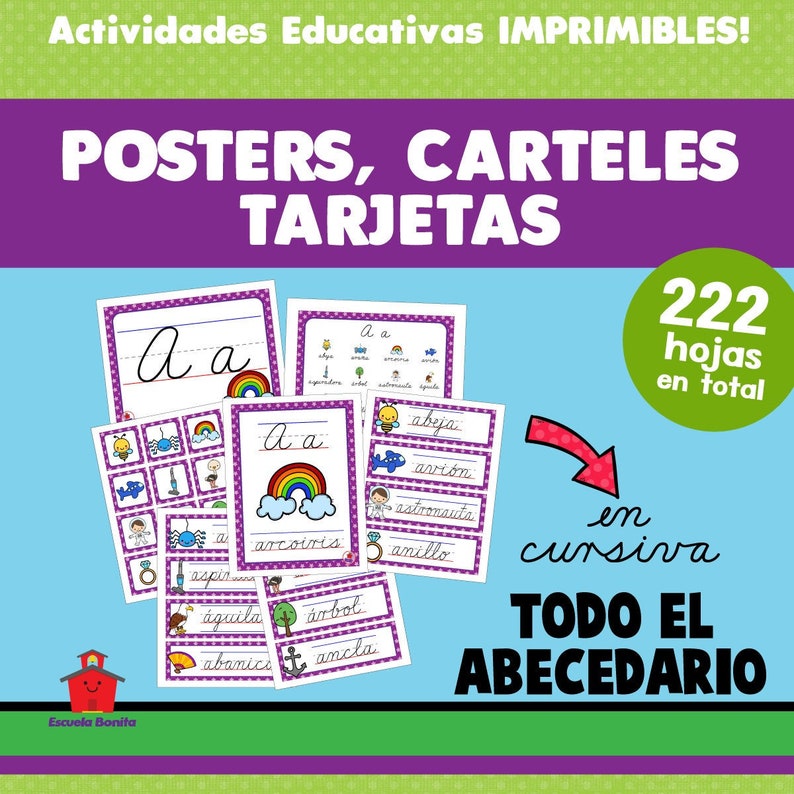 Posters, Carteles Y Tarjetas Del ABECEDARIO En Cursiva / Cursive ...