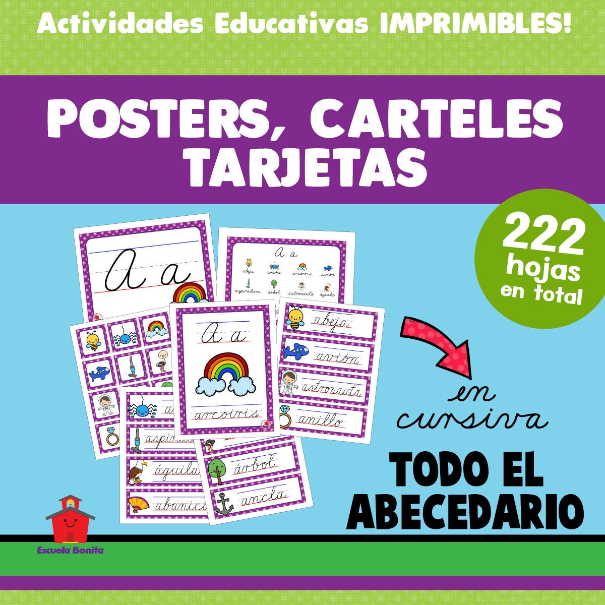Posters, Carteles Y Tarjetas Del ABECEDARIO En Cursiva / Cursive ...