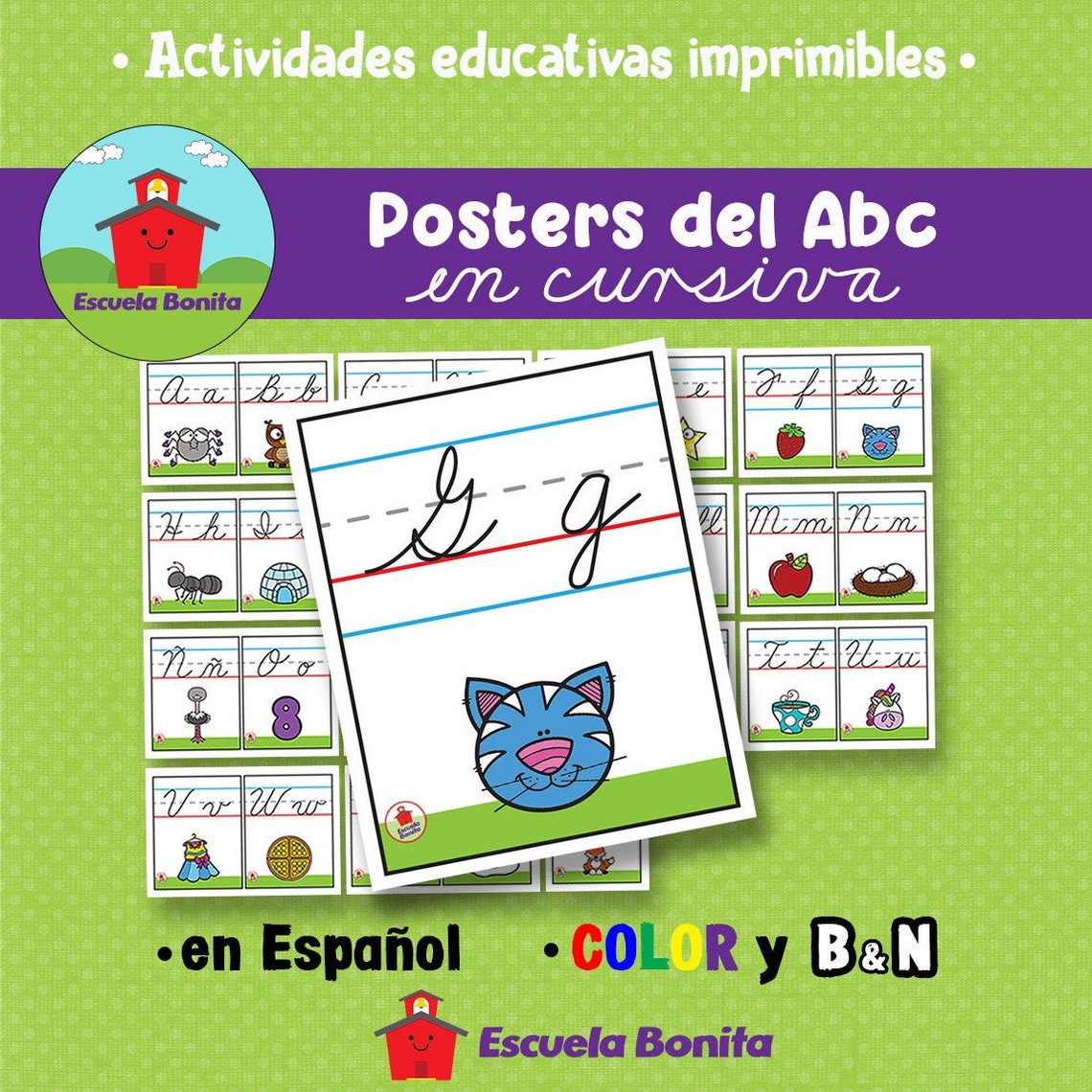 Posters Del Abecedario En Letra Cursiva / ABC Posters Cursive Letter ...