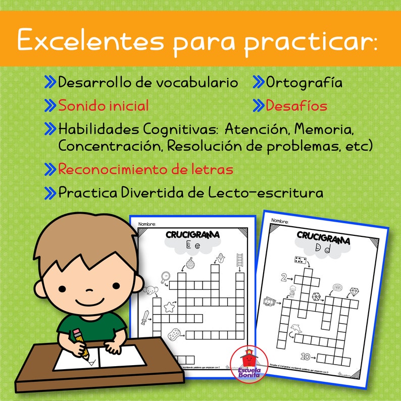 CRUCIGRAMAS Del Abecedario / Spanish Alphabet CROSSWORDS - Etsy