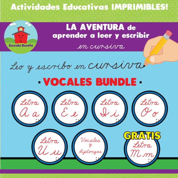 VOCALES BUNDLE La Aventura De Aprender a Leer Y Escribir | Etsy Canada