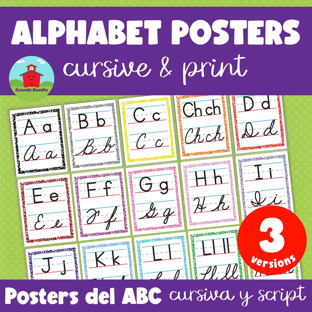 Cursive & Print Alphabet Posters / Posters Del ABC En Letra Cursiva Y ...