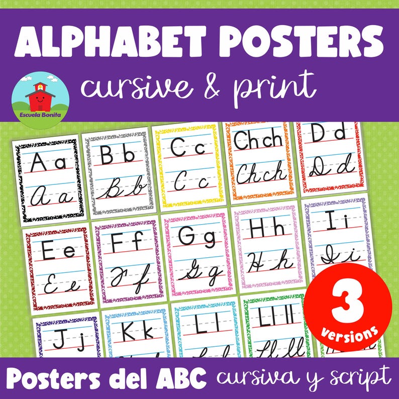 Cursive & Print Alphabet Posters / Posters Del ABC En Letra Cursiva Y ...