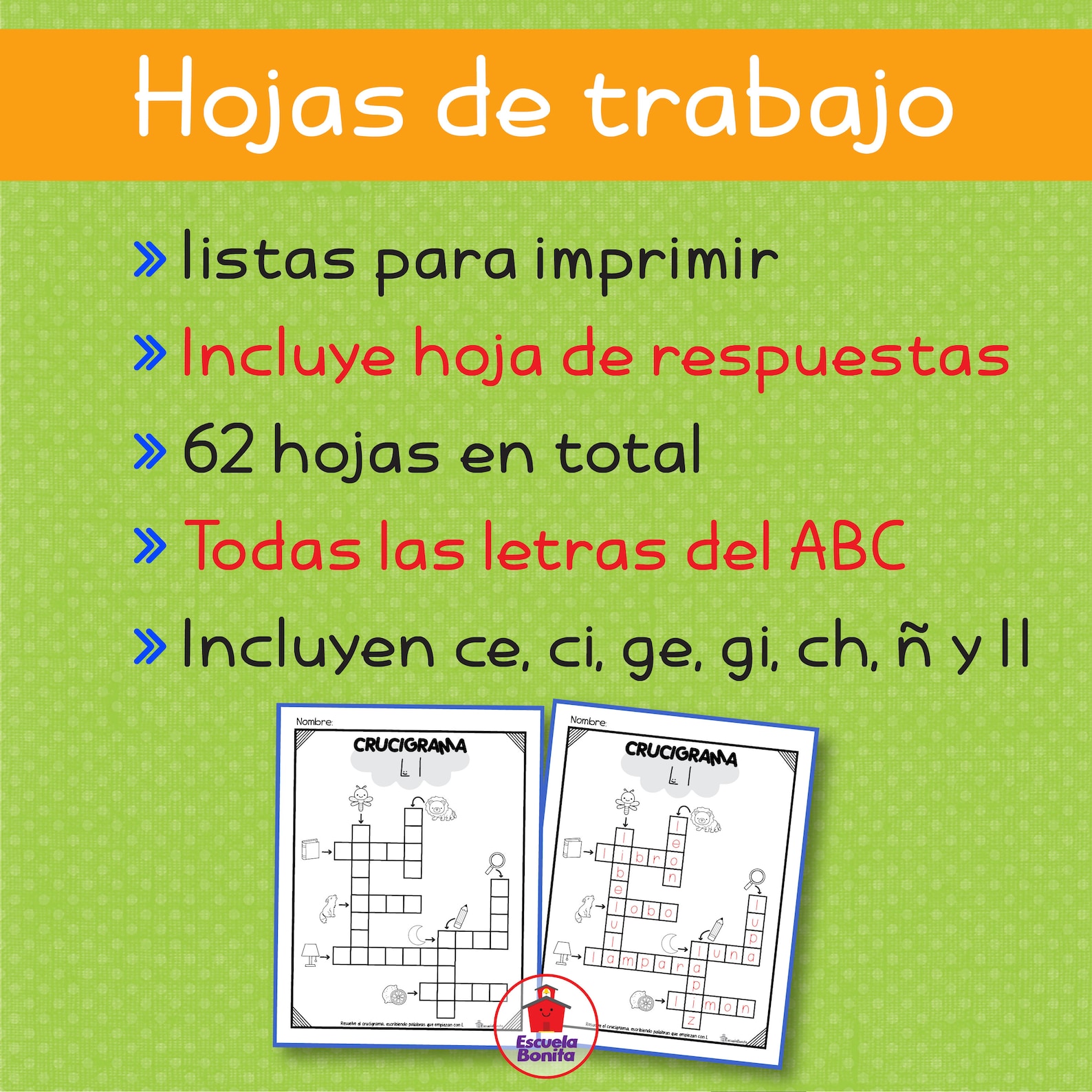 CRUCIGRAMAS Del Abecedario / Spanish Alphabet CROSSWORDS - Etsy