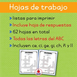 CRUCIGRAMAS Del Abecedario / Spanish Alphabet CROSSWORDS - Etsy