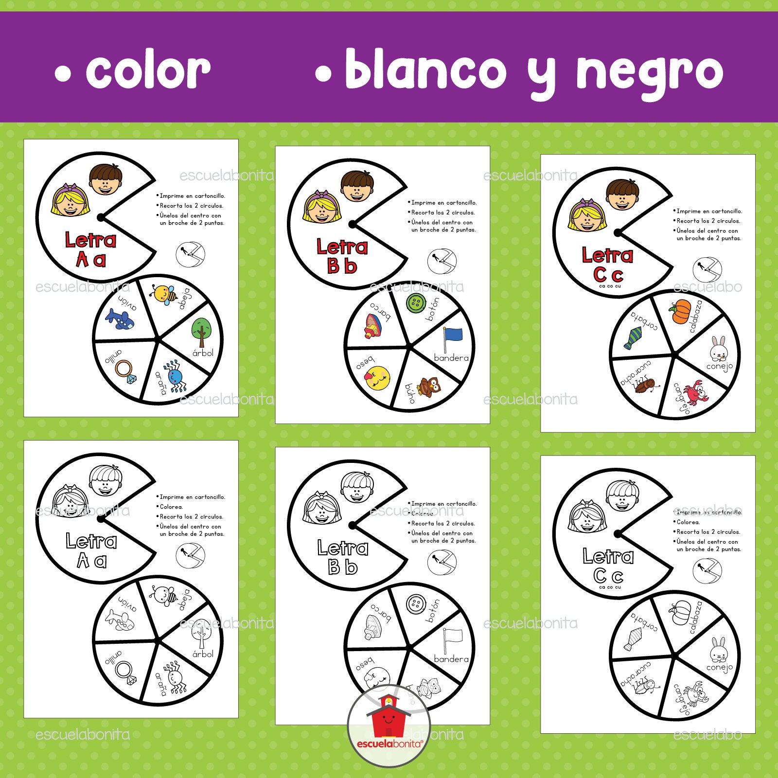 Ruletas Del Abecedario / Spanish Alphabet Spinners - Etsy