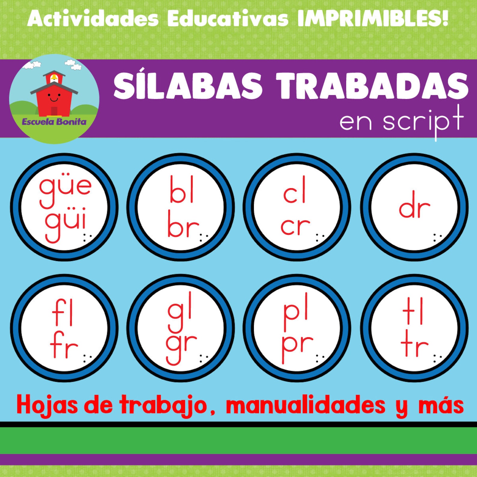 Paquete De Las SÍLABAS TRABADAS En Script - Etsy