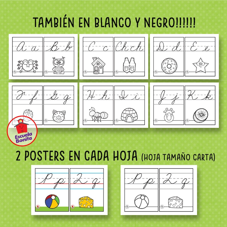 Posters Del Abecedario En Letra Cursiva / ABC Posters Cursive Letter ...