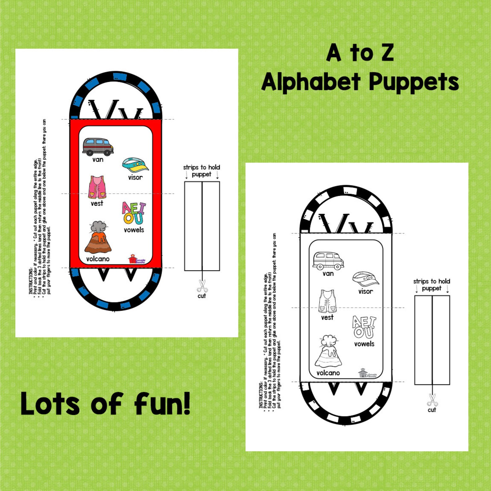 Alphabet PUPPETS! A to Z Craft Activity!!!! in ENGLISH!! - Etsy