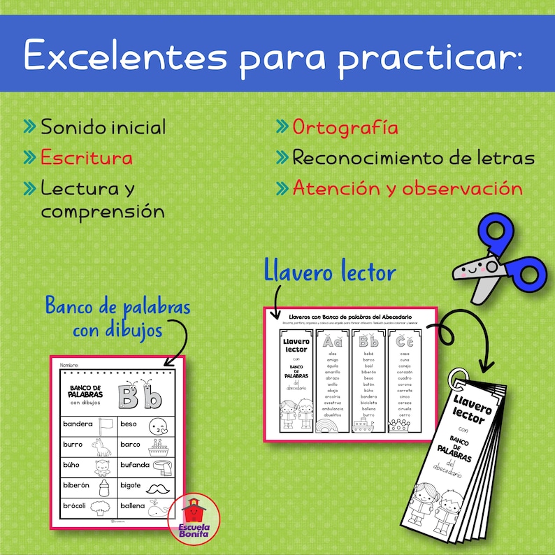 BANCO DE PALABRAS Con El Abecedario / Spanish Word List - Etsy