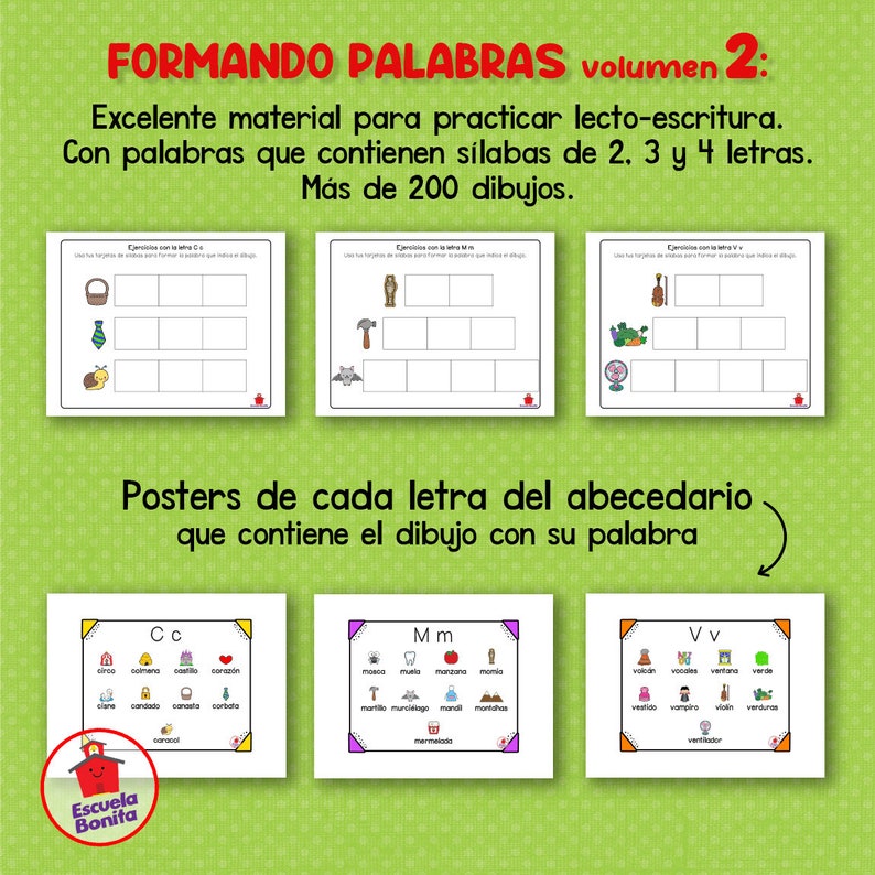 Aprendo a Leer Y Escribir FORMANDO PALABRAS "volumen 2" En ESPAÑOL ...