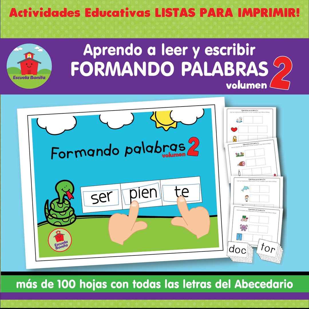 Aprendo a Leer Y Escribir FORMANDO PALABRAS "volumen 2" En ESPAÑOL ...