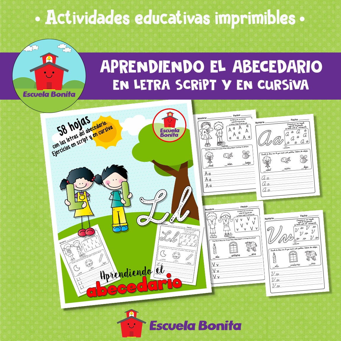 Aprendiendo el ABECEDARIO (en letra script y letra cursiva) // Learning ...