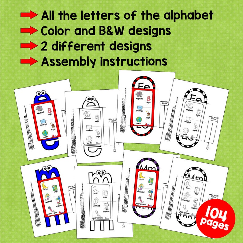 Alphabet PUPPETS! A to Z Craft Activity!!!! in ENGLISH!! - Etsy