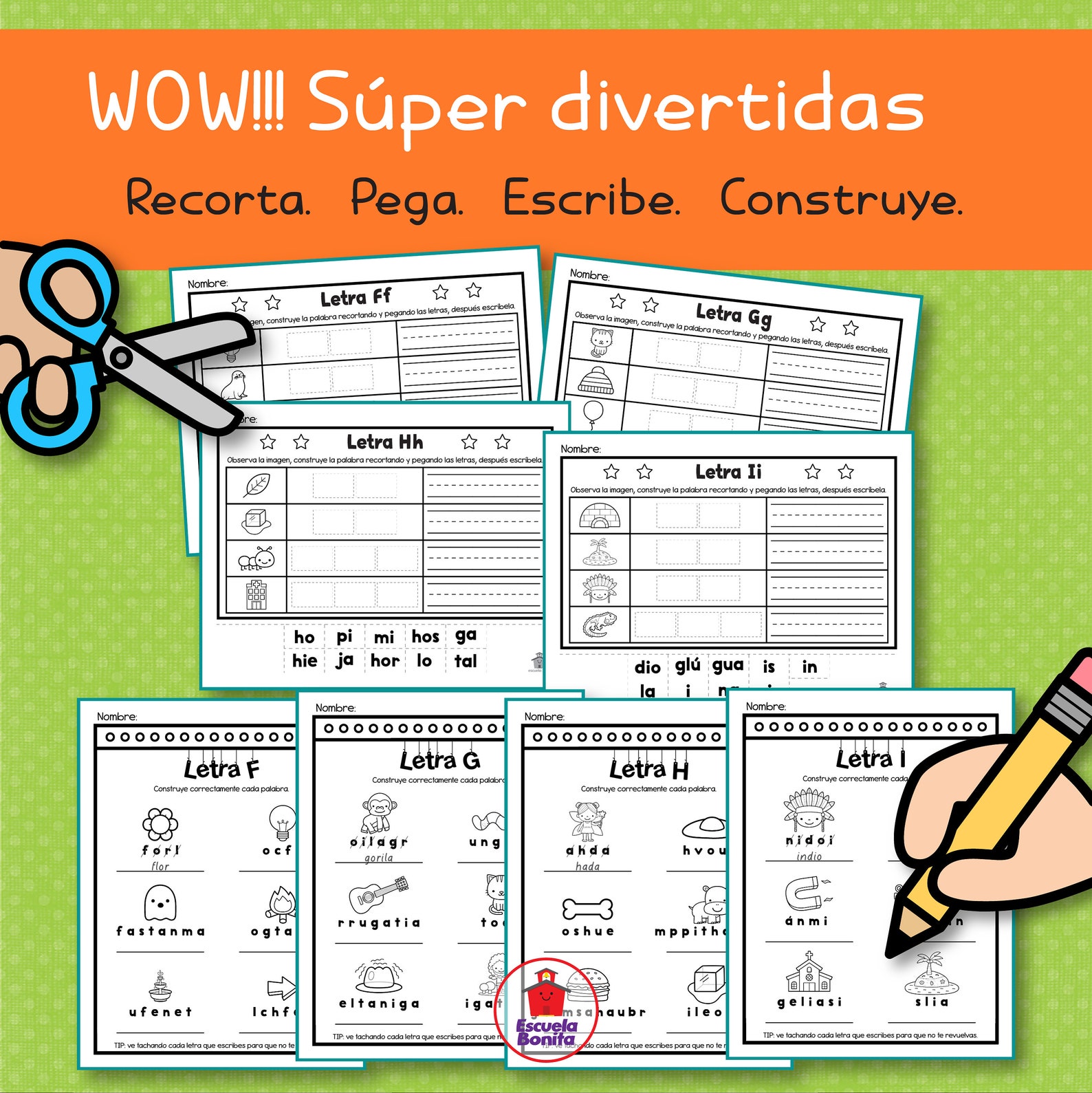 CONSTRUYO PALABRAS Con El Abecedario / Spanish Alphabet Word Building ...