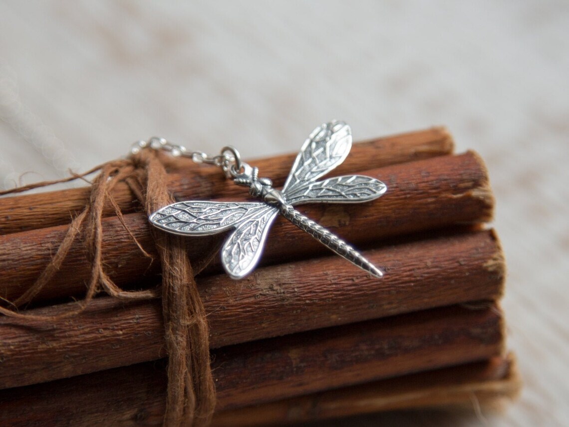 Dragonfly Pendant Necklace in Sterling Silver, Silver Dragonfly ...