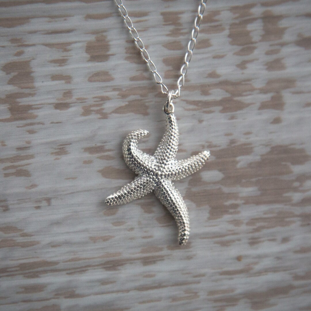 Starfish Pendant Necklace Beautifully Detailed in Sterling Silver ...