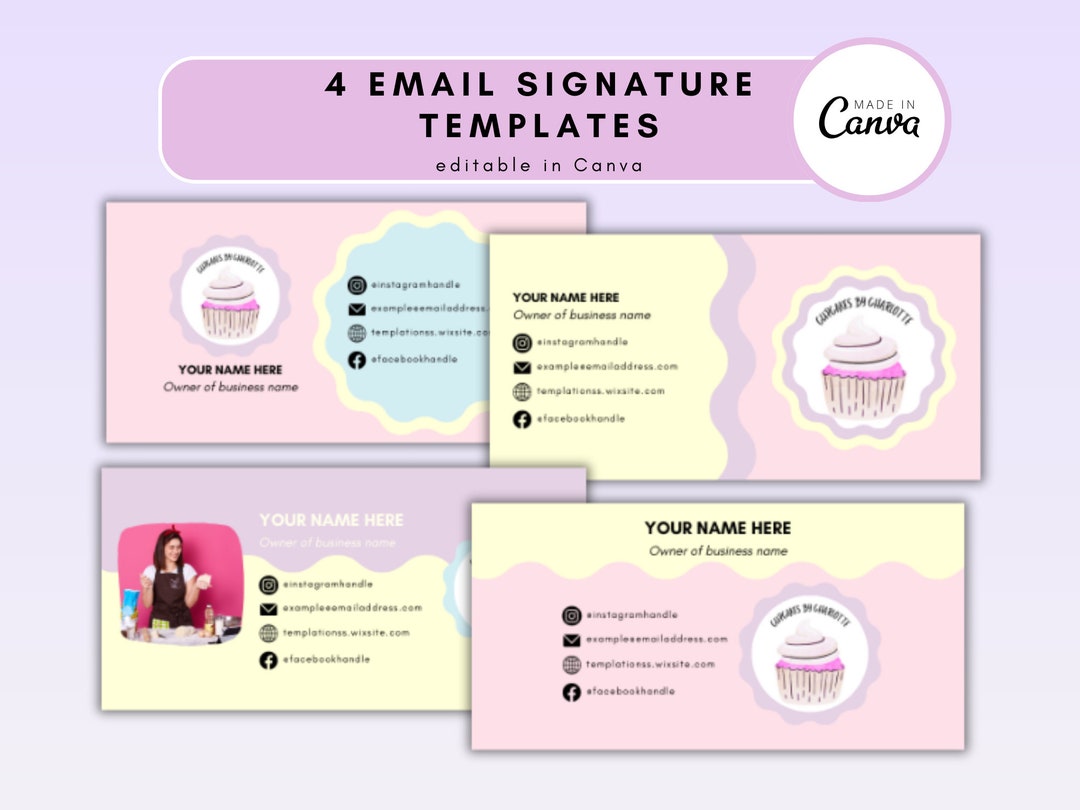Pastel Email Signature Templates: Bakery & Cake Shop Branding (canva ...