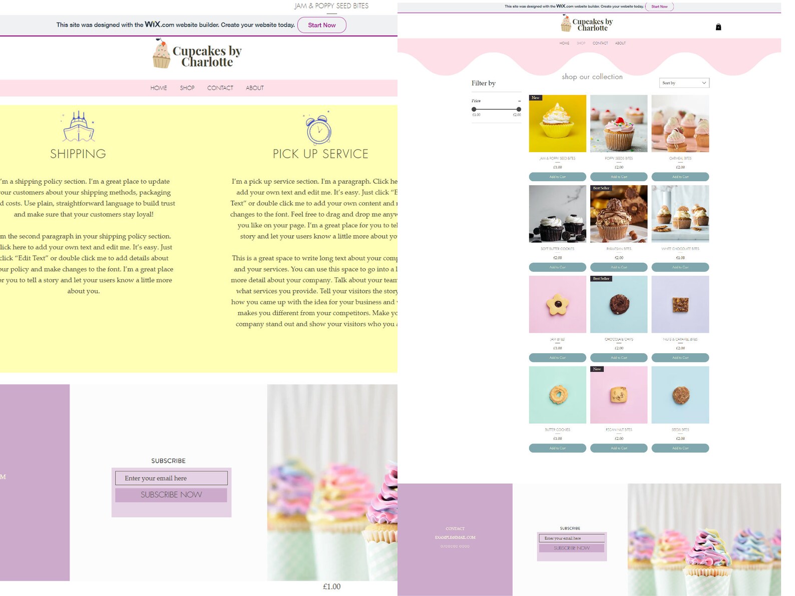 Wix Website Template for Cake Shop | Customizable Pastel Theme ...
