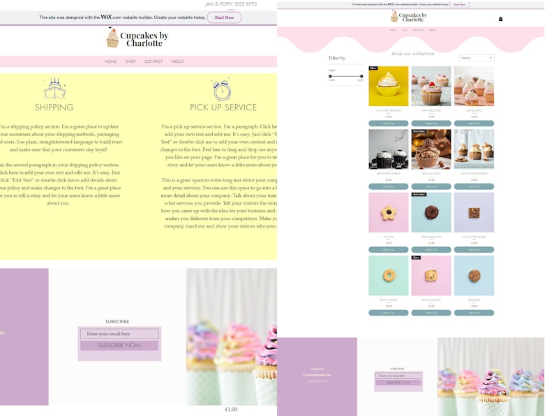 Wix Website Template for Cake Shop | Customizable Pastel Theme ...
