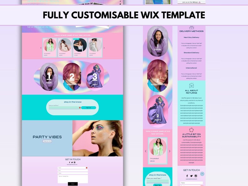 Futuristic Fashion Wix Website Template: Purple Blue E-commerce Theme ...