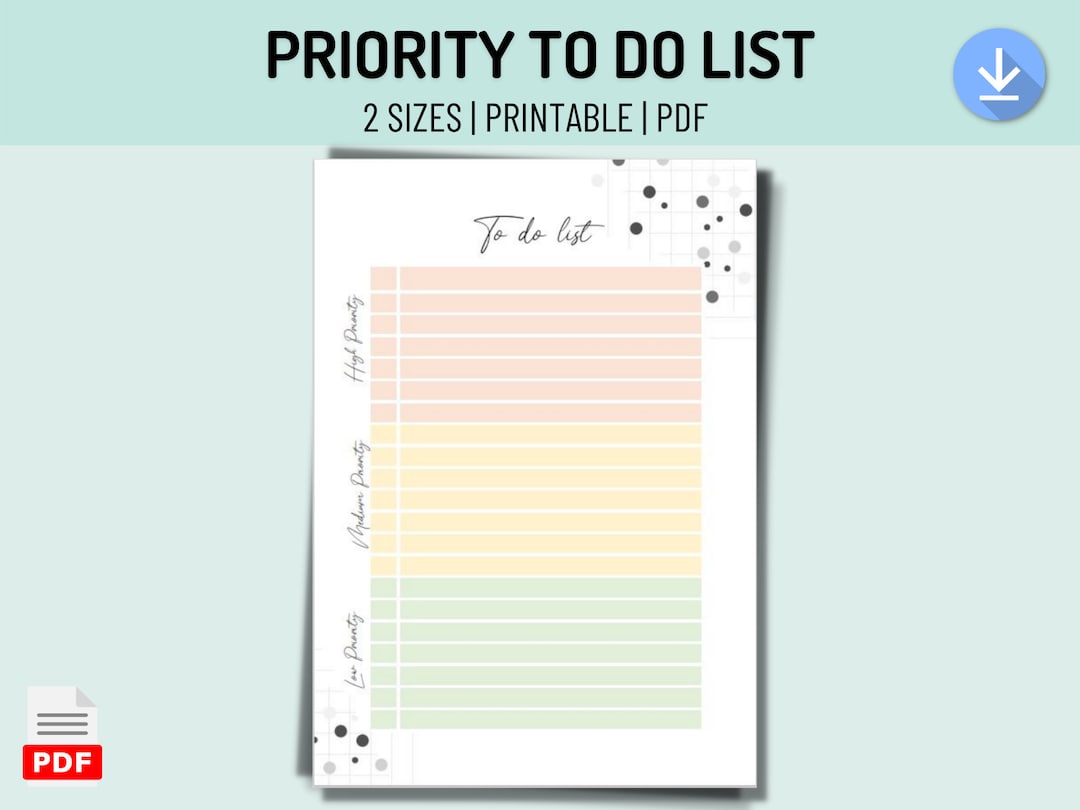 To Do List With Priority Ranking | Printable PDF | Organise Your Week ...
